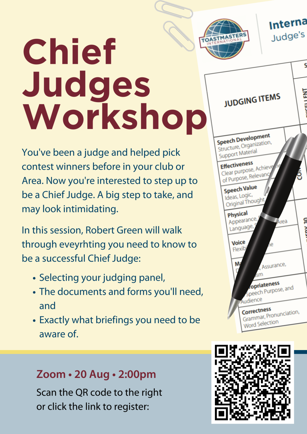 Chief Judges Workshop - District Training - Toastmasters District 69