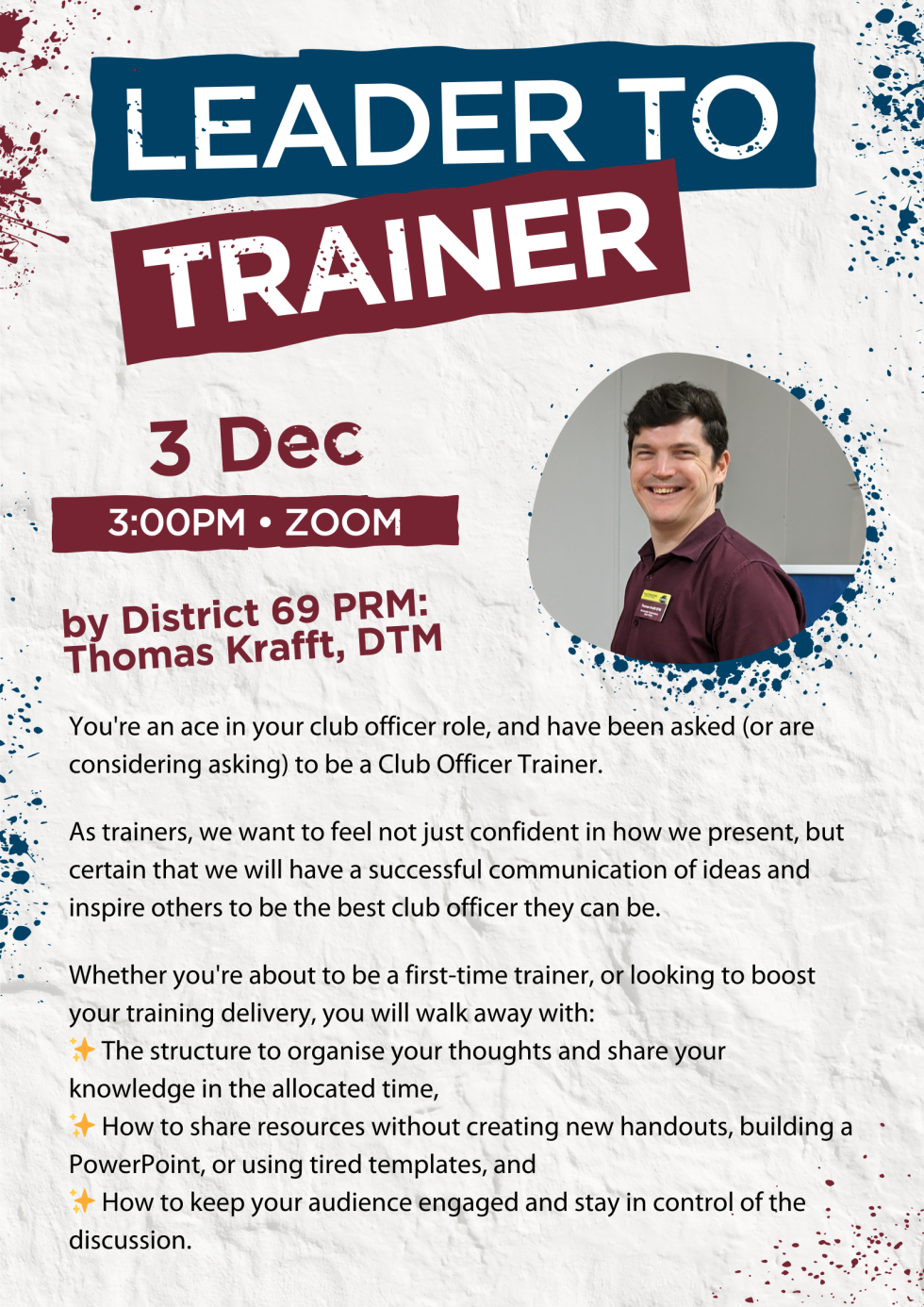 Speaker to Trainer Training - Toastmasters District 69